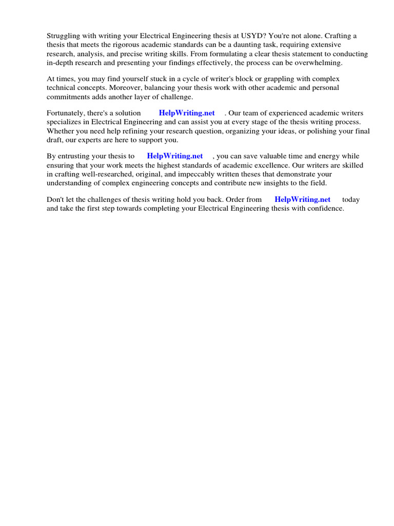 Usyd Electrical Engineering Thesis | PDF | Engineering | Thesis