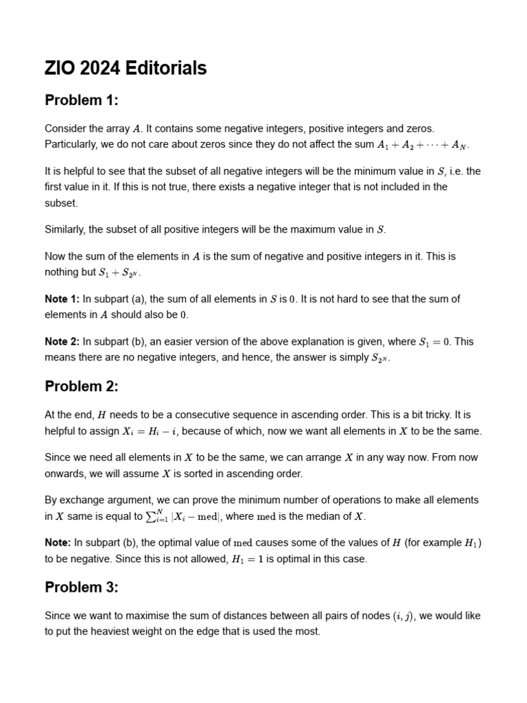 Zio2024 Editorials | PDF | Vertex (Graph Theory) | Integer