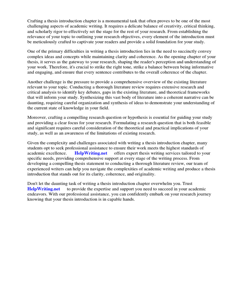 How To Write Thesis Introduction Chapter | PDF | Thesis | Methodology