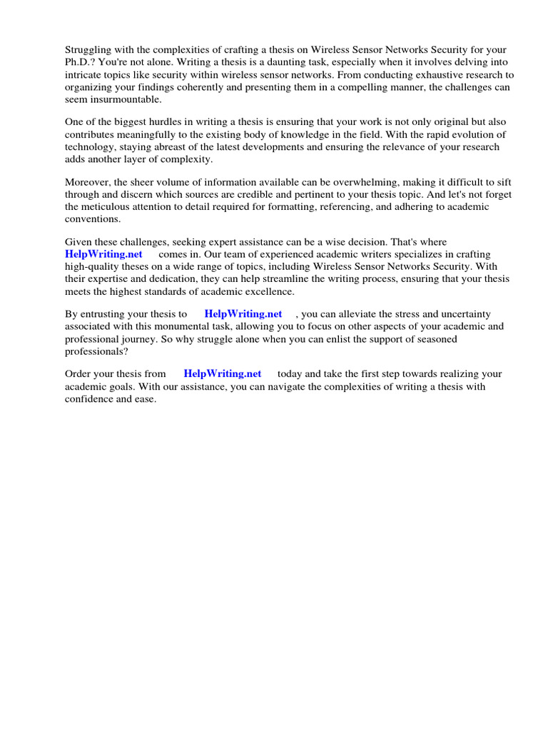 Wireless Sensor Networks Security PHD Thesis | PDF | Wireless Sensor Network | Computer Network