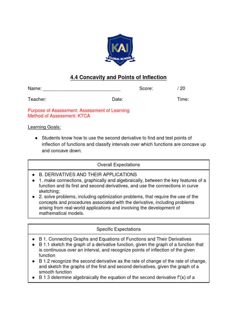MCV4U 4.4 - Assessment | PDF | Function (Mathematics) | Equations