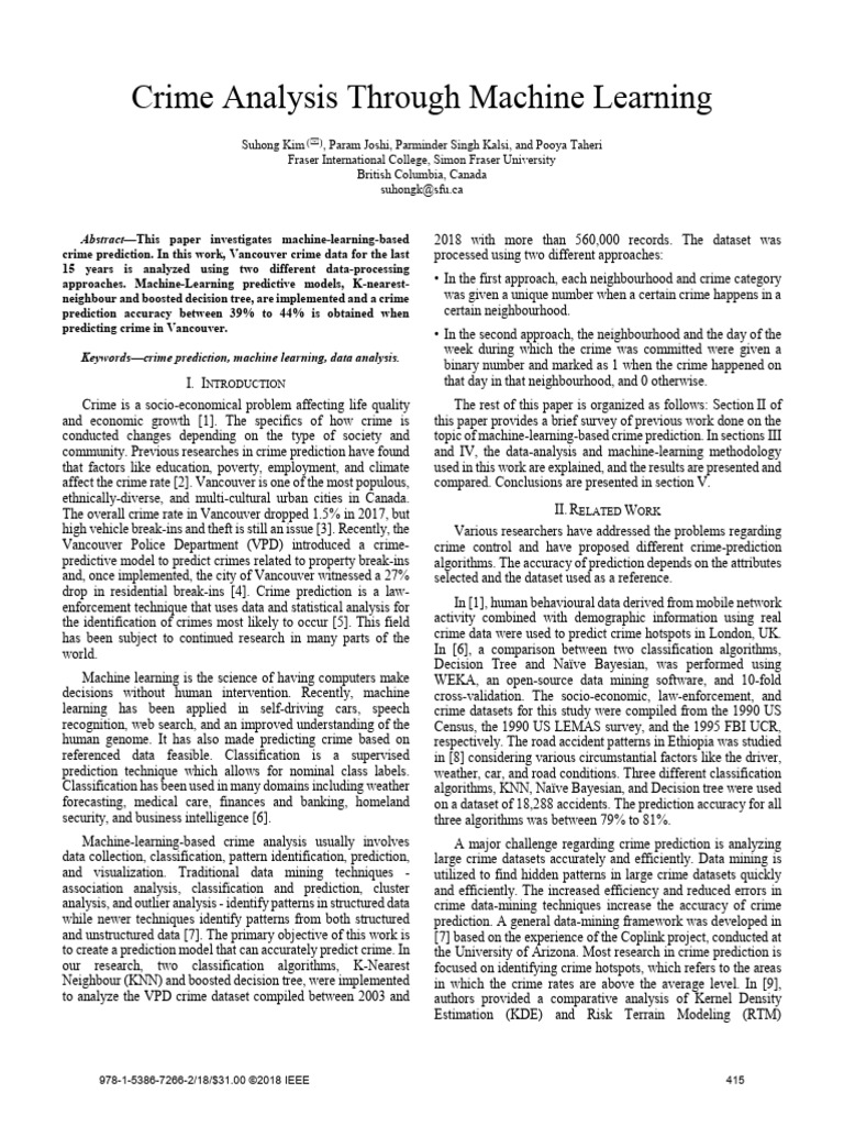 Crime Data Mediante Machine Learning | PDF | Machine Learning ...