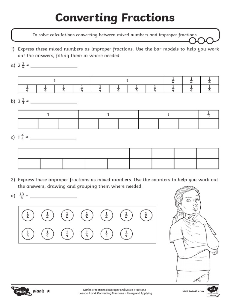 T M 34772 Converting Mixed Numbers and Improper Fractions Maths Worksheet Ver 1 | PDF | Division ...