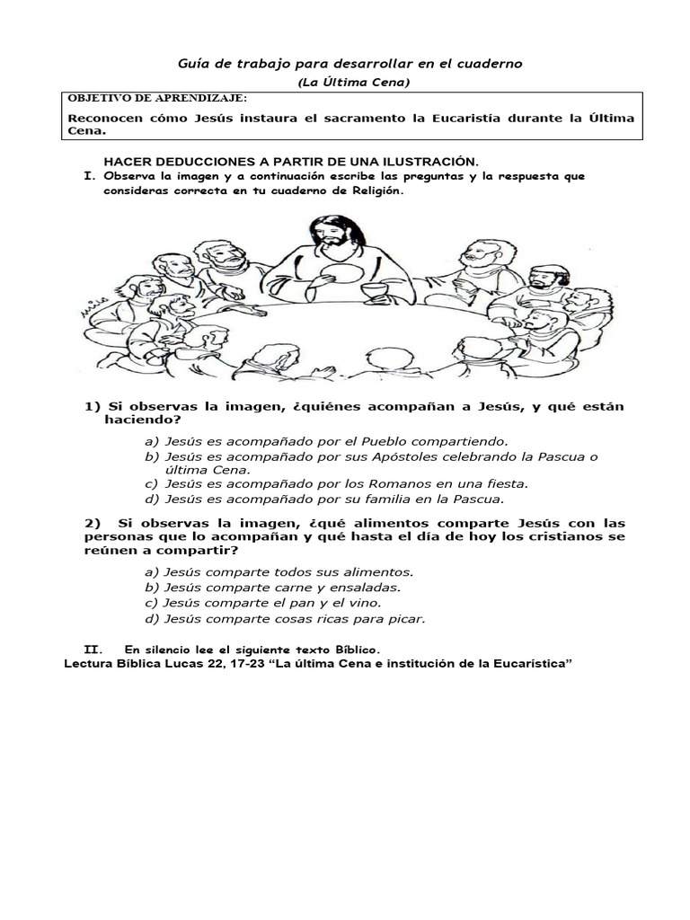 guía ultima cena | PDF | Jesús | Última cena
