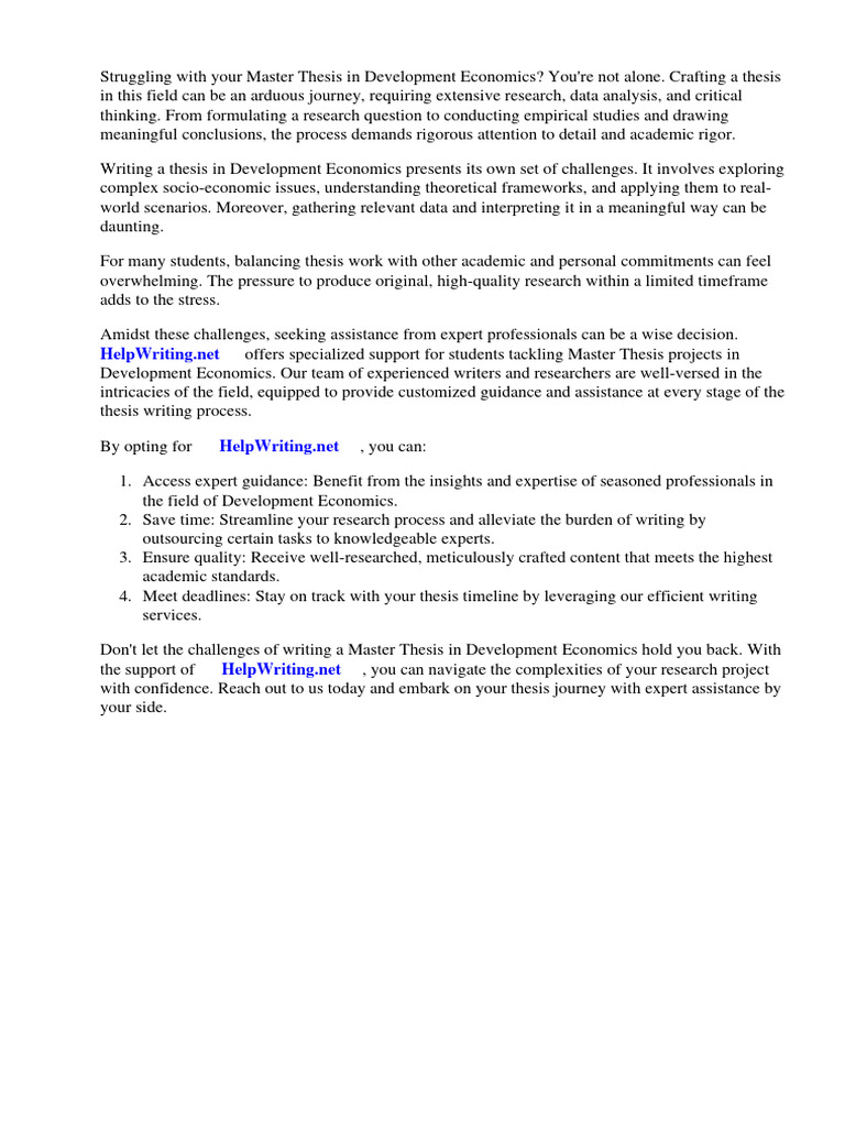 Master Thesis Development Economics | PDF | Economics | Thesis