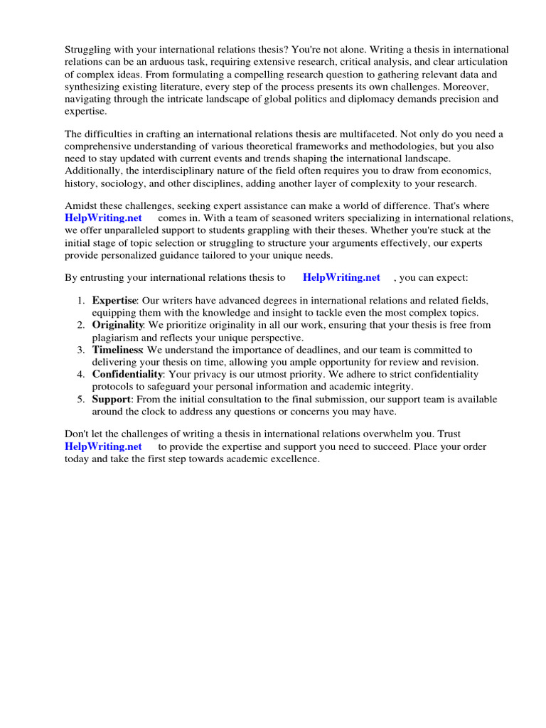 International Relations Thesis Examples | PDF | Methodology | Liberalism