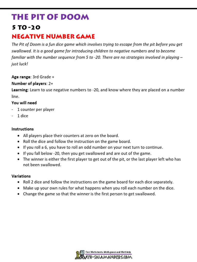 Pit of Doom Minus 20 To 5 | PDF | Gaming | Tabletop Games