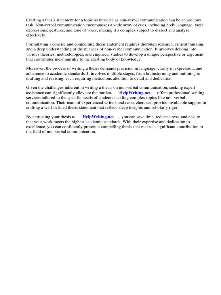 Thesis Statement for Non Verbal Communication | PDF | Nonverbal Communication | Communication
