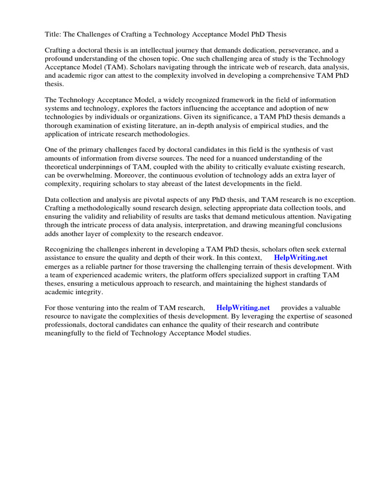TAM PhD Thesis Challenges | PDF | Thesis | Cognition