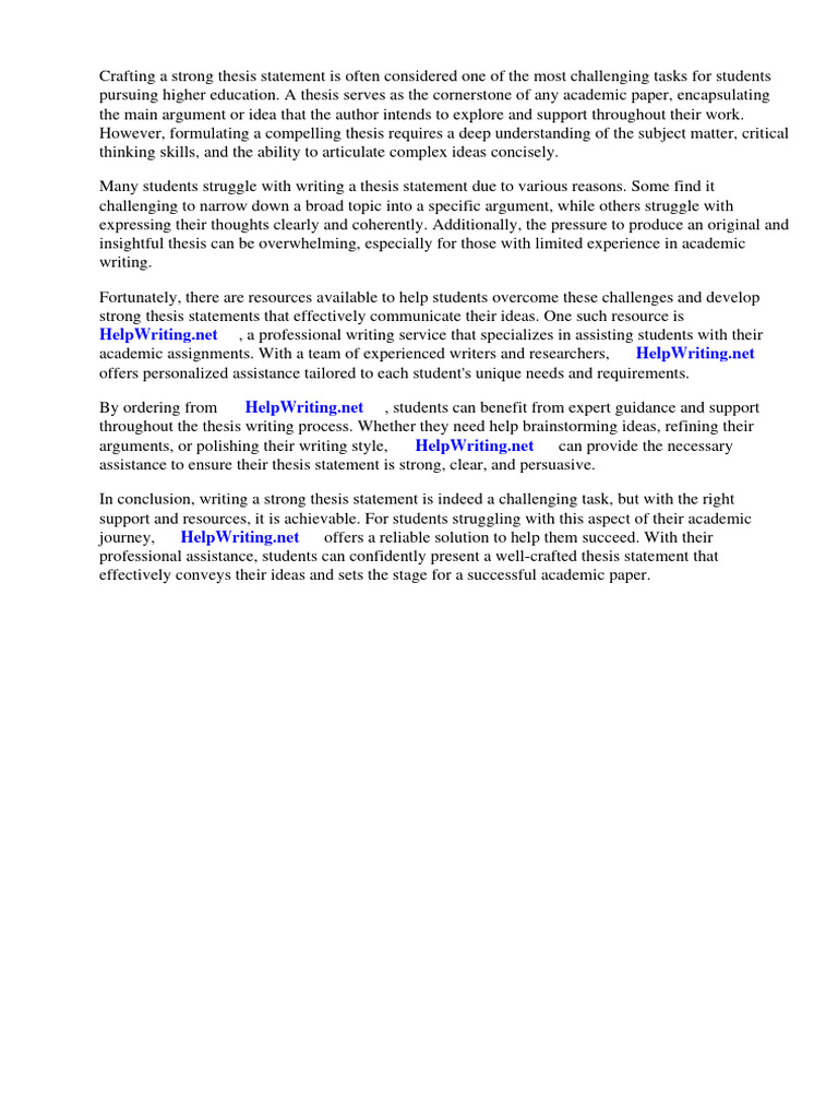 A Strong Thesis Statement Examples | PDF | Essays | Thesis