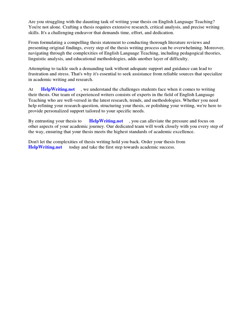 Thesis Title English Language Teaching | PDF | Thesis | Methodology