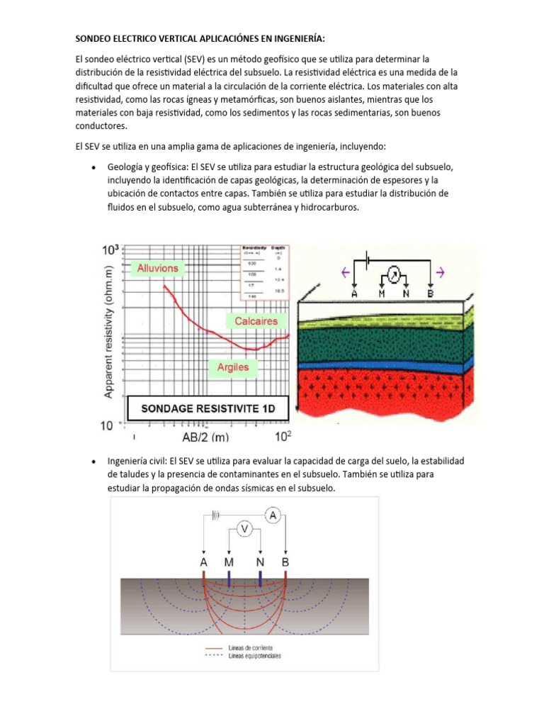 SONDEO ELECTRICO VERTICAL APLICACIÓNES EN INGENIER | PDF | Geología ...