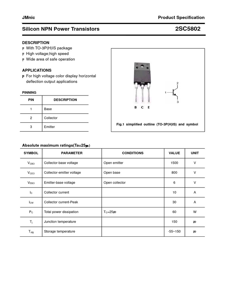 2 SC 5802 | PDF | Bipolar Junction Transistor | Electricity