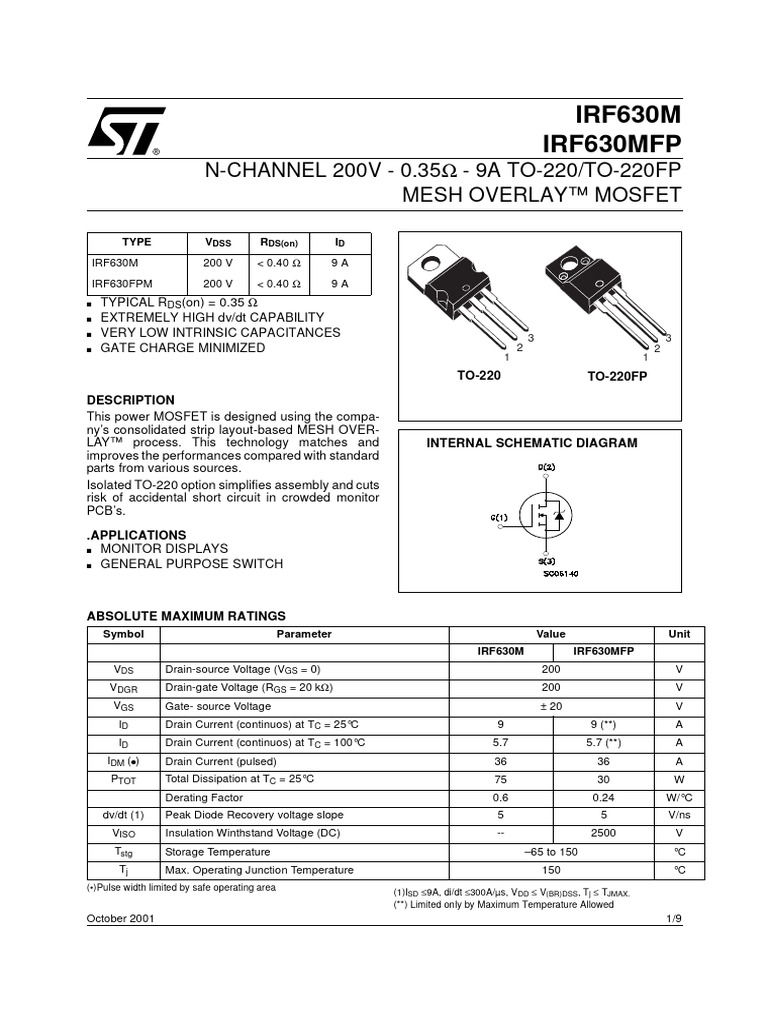 Irf 630 M | PDF | Diode | Field Effect Transistor