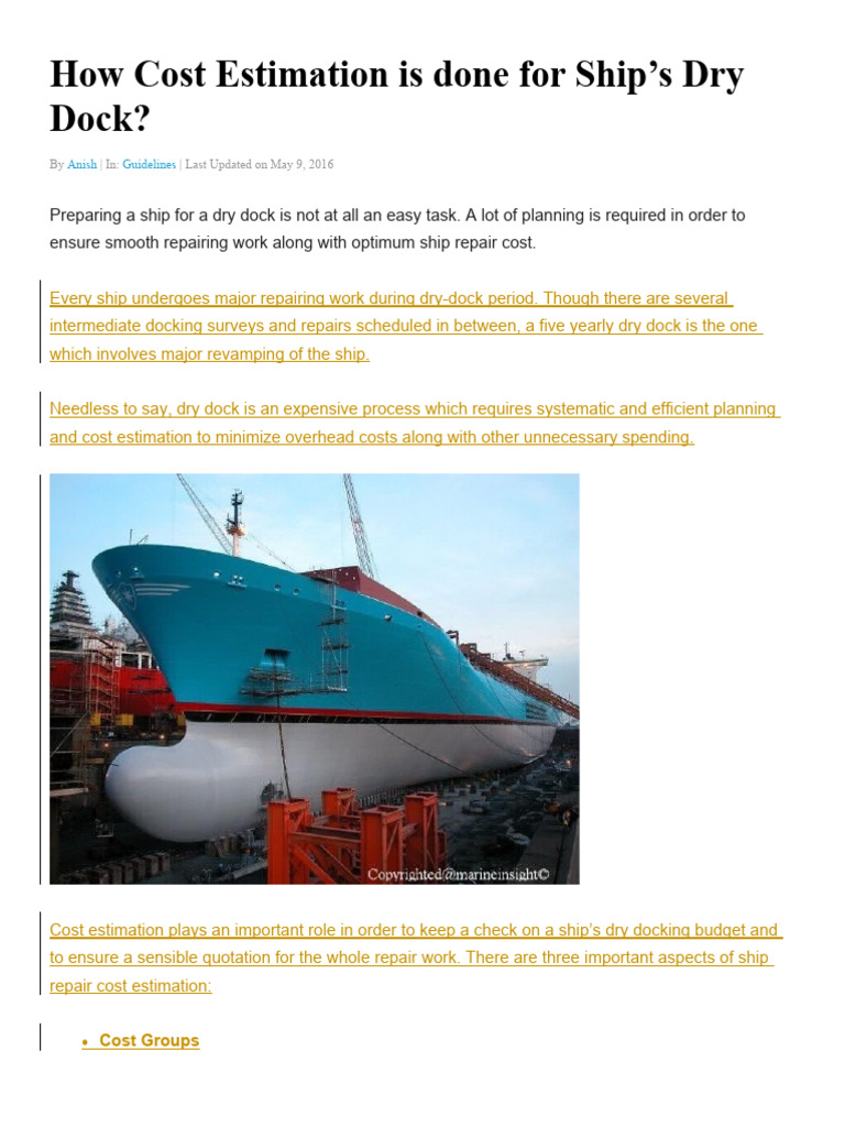 Dry Docking | PDF | Ships | Shipping