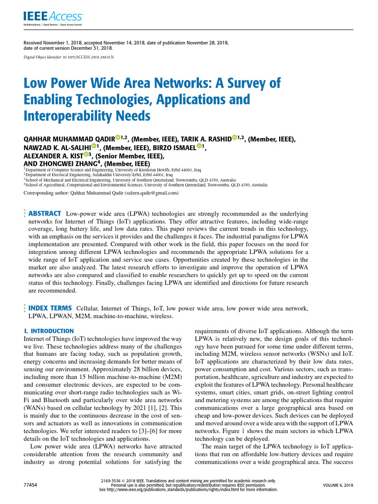 Low Power Wide Area Networks A Survey of Enabling Technologies ... Low Power Wide Area Networks A Survey of Enabling Technologies ...