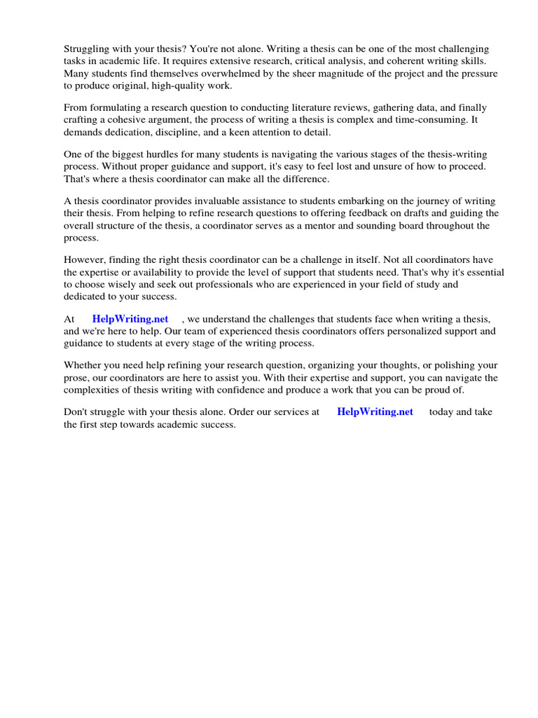 Thesis Coordinator | PDF | Thesis | Résumé