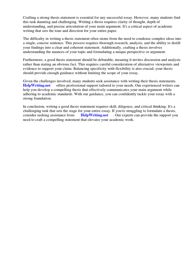 How To Write Good Thesis Statement For An Essay | PDF | Essays | Thesis