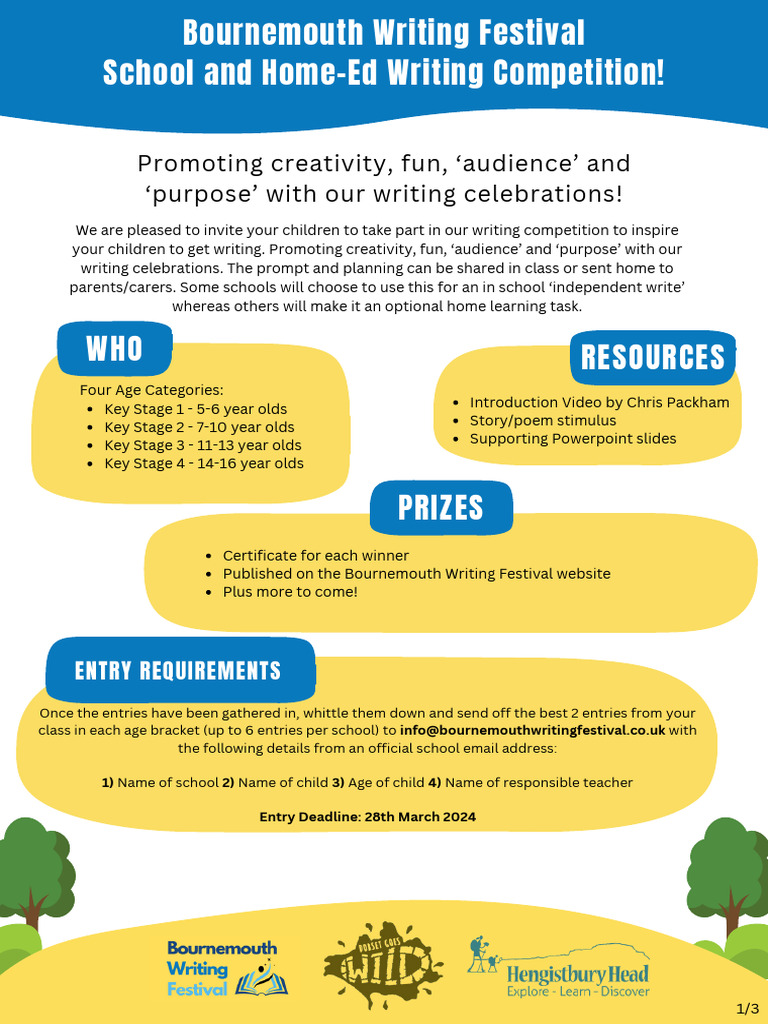 Teacher Info Sheet Schools Writing Competition 2024 | PDF