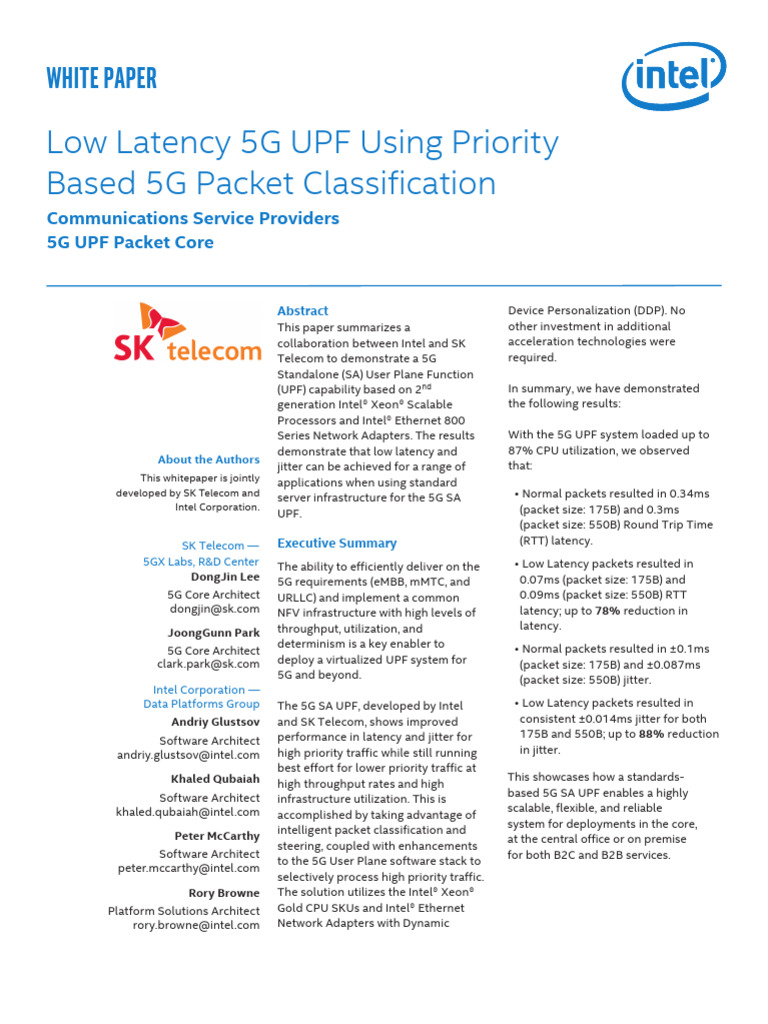 Low Latency 5g Upf Using Priority Based 5g Packet Classification | PDF | Network Interface ...