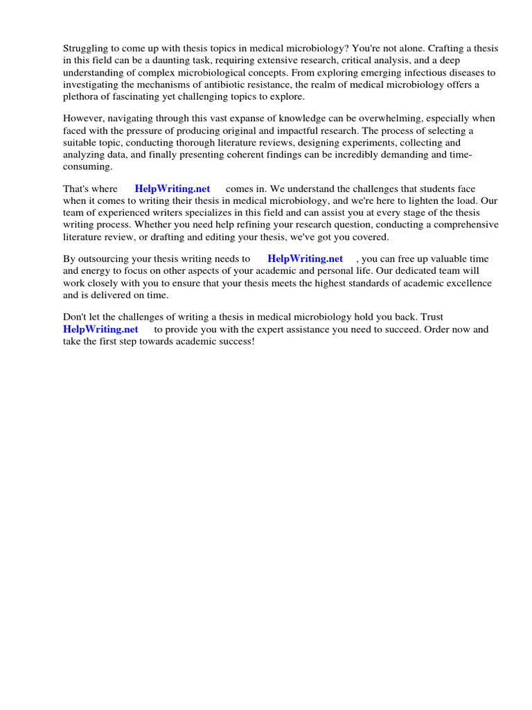 Thesis Topics in Medical Microbiology | PDF | Microbiology | Thesis