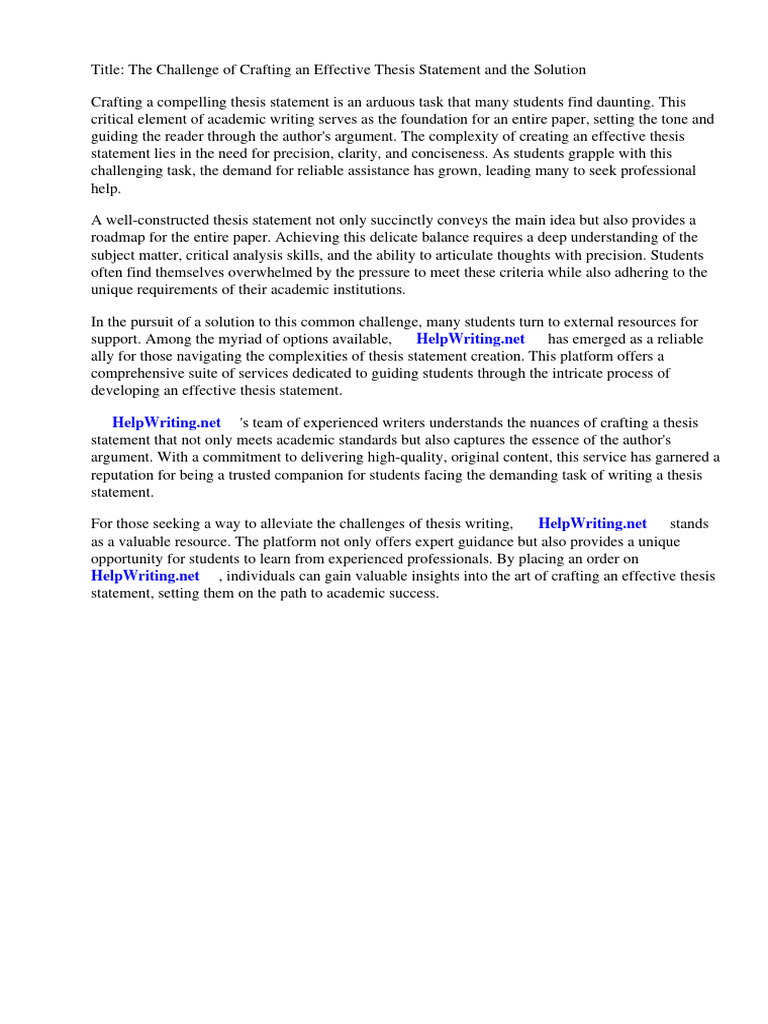 Explain How To Write An Effective Thesis Statement | PDF | Essays | Thesis