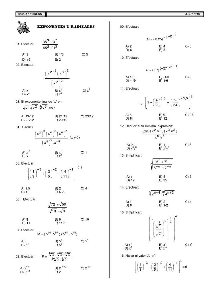 Exponentes y Radicales | PDF