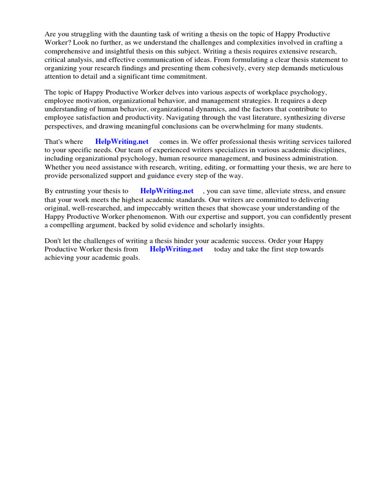 Thesis Help: Happy Productive Worker | PDF | Well Being | Job Satisfaction