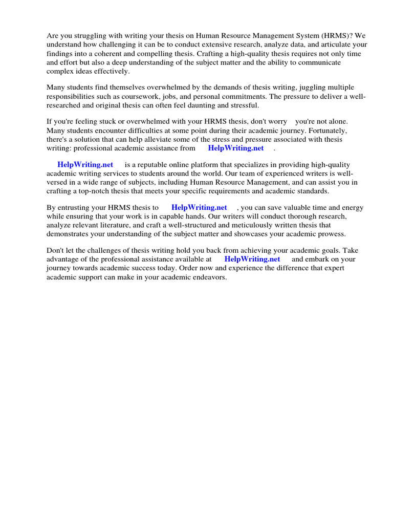 Human Resource Management System Sample Thesis | PDF | Human Resource ...