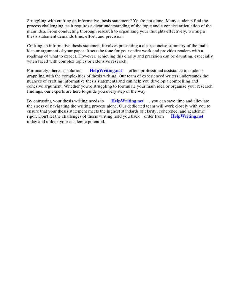 Example of An Informative Thesis Statement | PDF | Essays | Thesis
