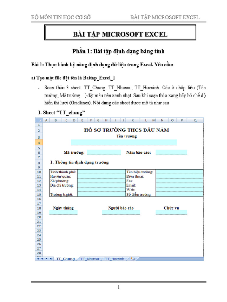BAI-TAP-MS-EXCEL | PDF