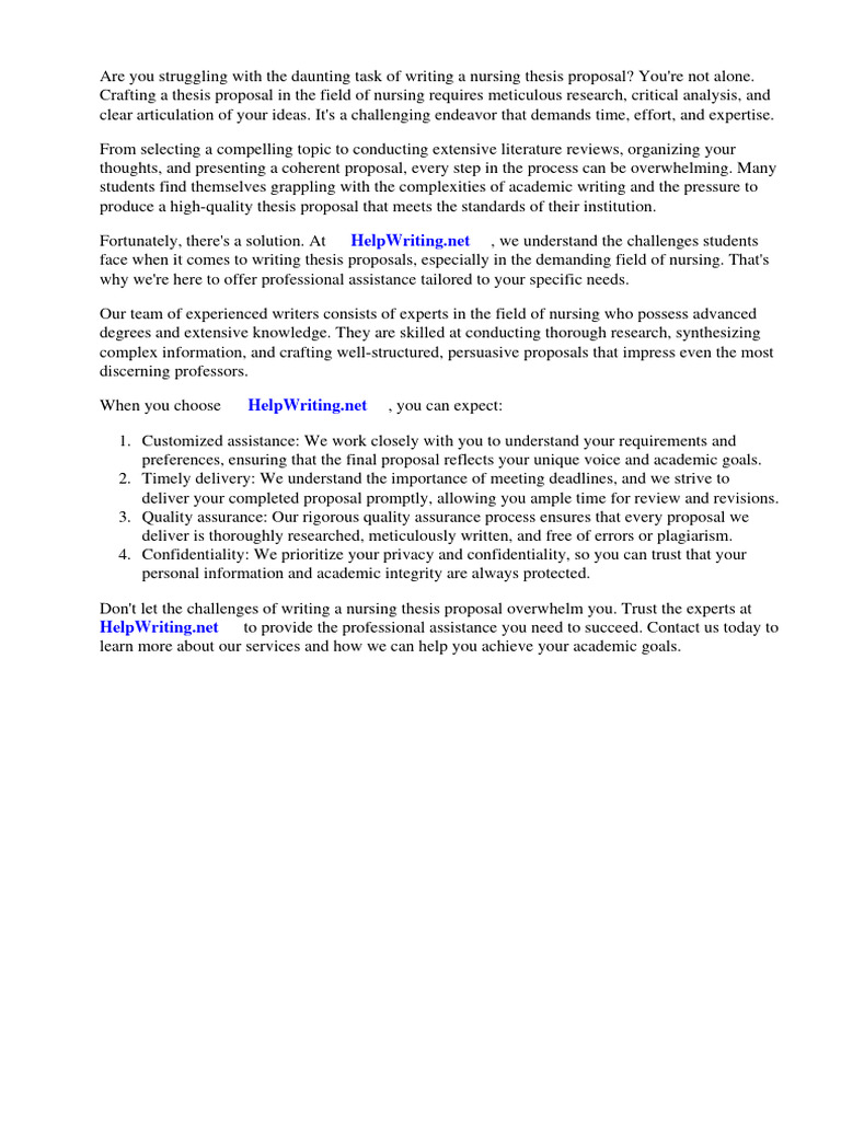 Sample Nursing Thesis Proposal | PDF | Thesis | Nursing