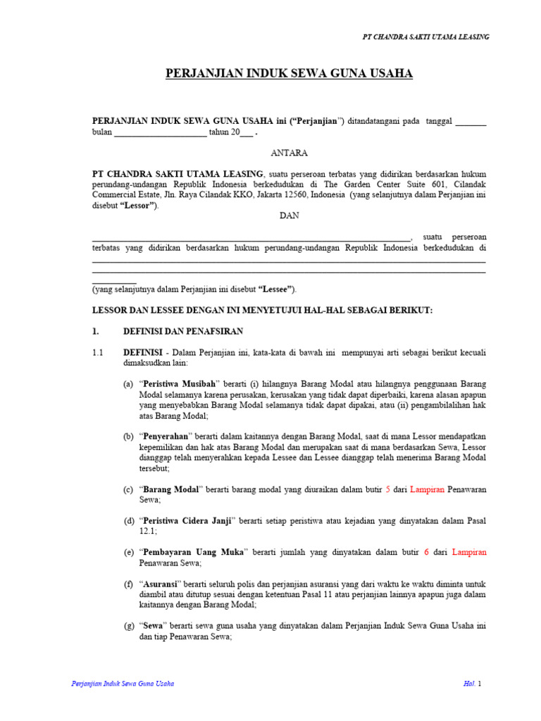 Perjanjian Leasing | PDF