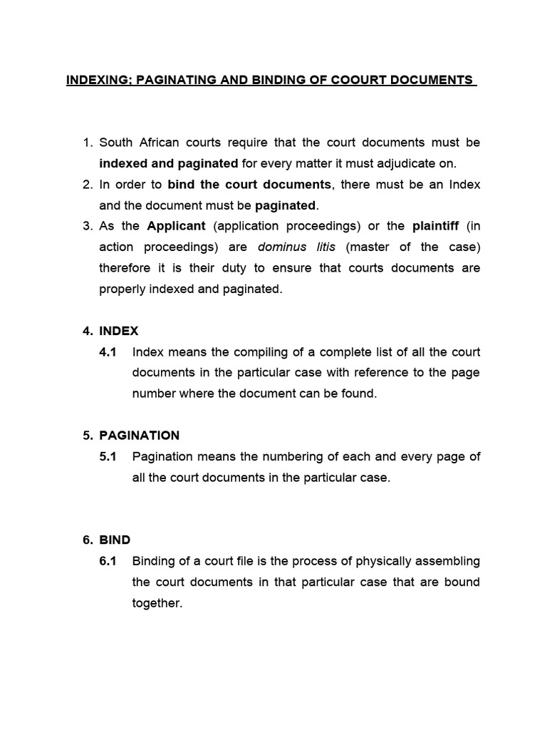 Indexing Pagination and Binding of Court Document | PDF | Justice | Crime & Violence