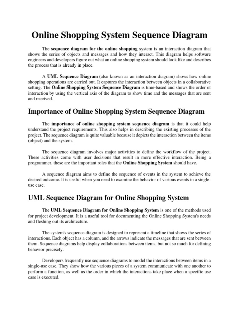 Online Shopping System Sequence Diagram PDF | PDF | Unified Modeling Language | Communication