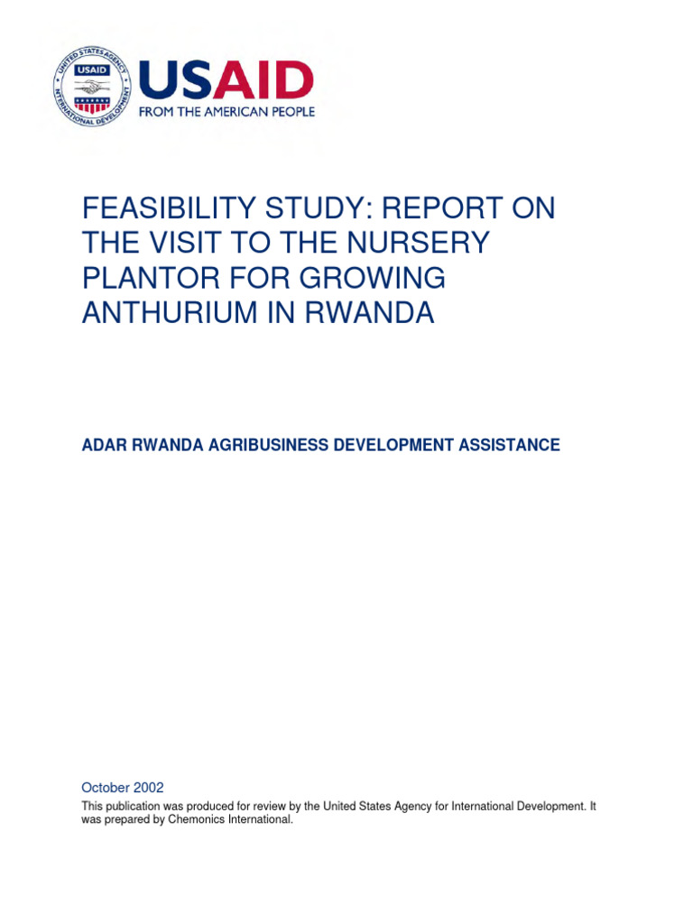 Anthurium Nursery Feasibility Study Rwanda | PDF | Greenhouse | Plant Nursery