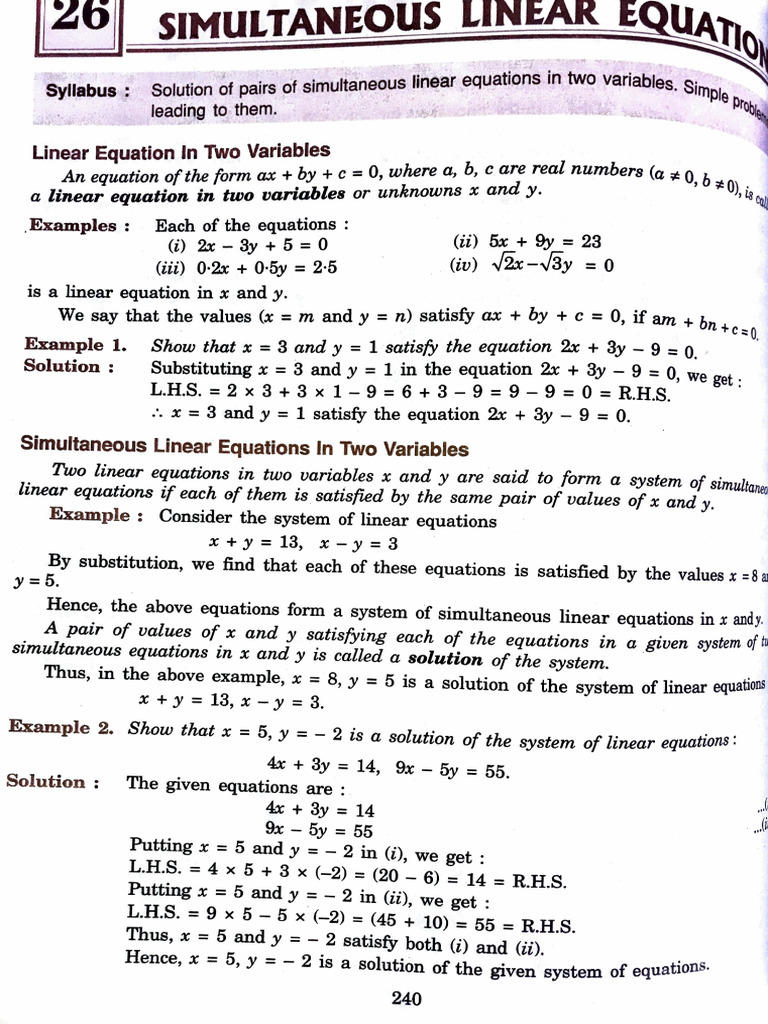Solving Simultaneous Linear Equations | PDF | Equations | Elementary ...