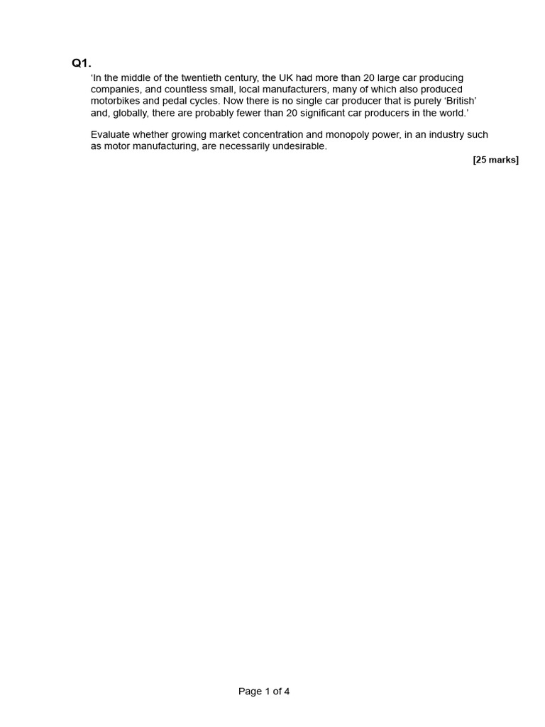 Monopoly 25 Mark Question | PDF | Monopoly | Market (Economics)