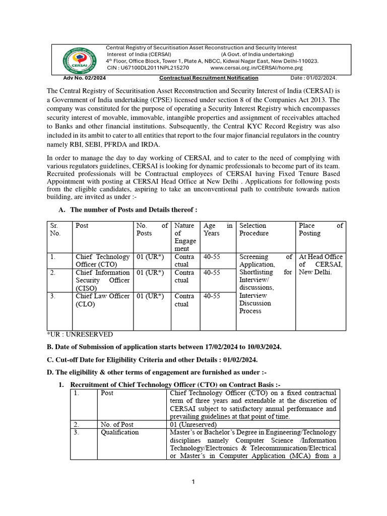 Advt No 02 2024 Recruitment Notification For Contractual Employees ...