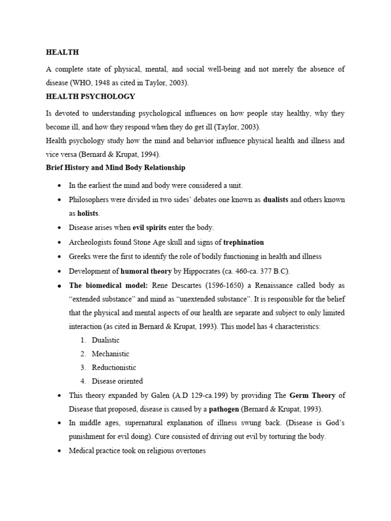 chapter 1 health psy | PDF | Health Psychology | Psychology