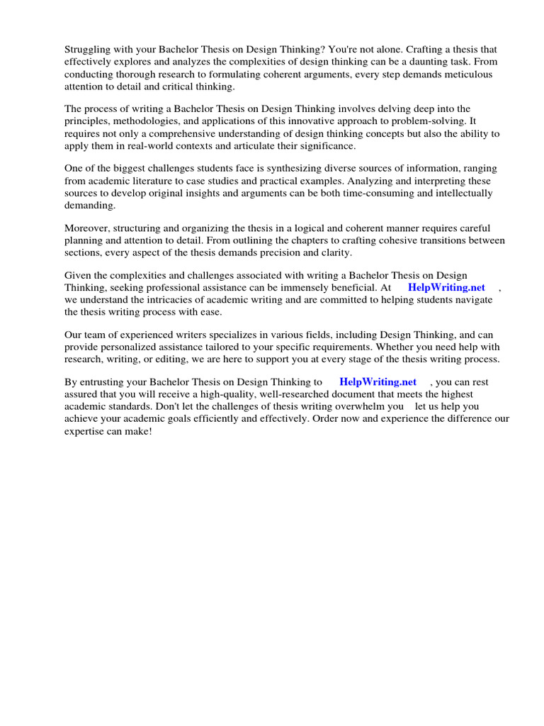 Bachelor Thesis Design Thinking | PDF | Thought | Design Thinking