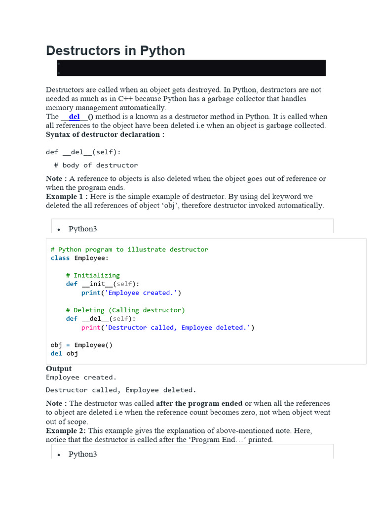 53 Destructor Pdf Python Programming Language Method Computer Programming 