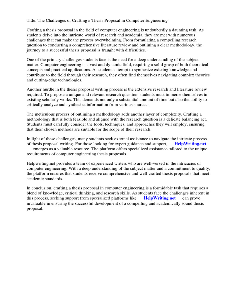 Example of Thesis Proposal For Computer Engineering | PDF | Engineering | Thesis