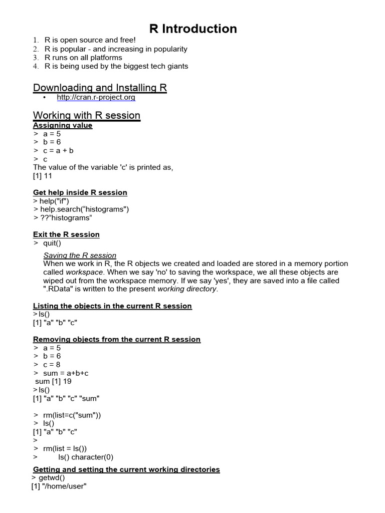Unit-2-Start Learning R | PDF | Parameter (Computer Programming) | Arithmetic