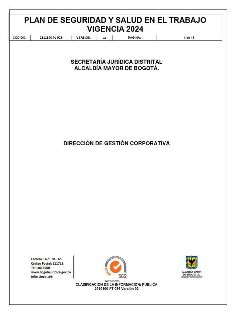 Plan SST 2024: Seguridad Laboral | PDF | Seguridad y salud ocupacional | Business