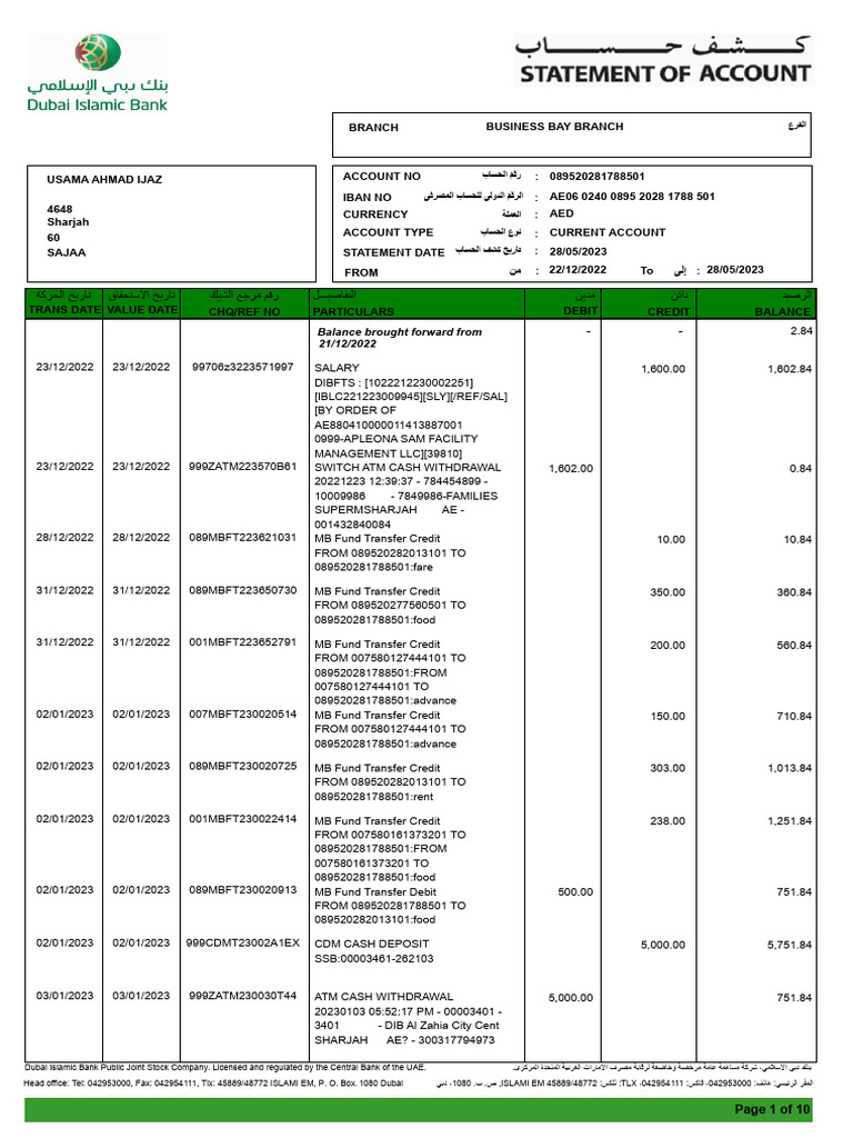 account-statement | PDF | Debit Card | Transaction Account
