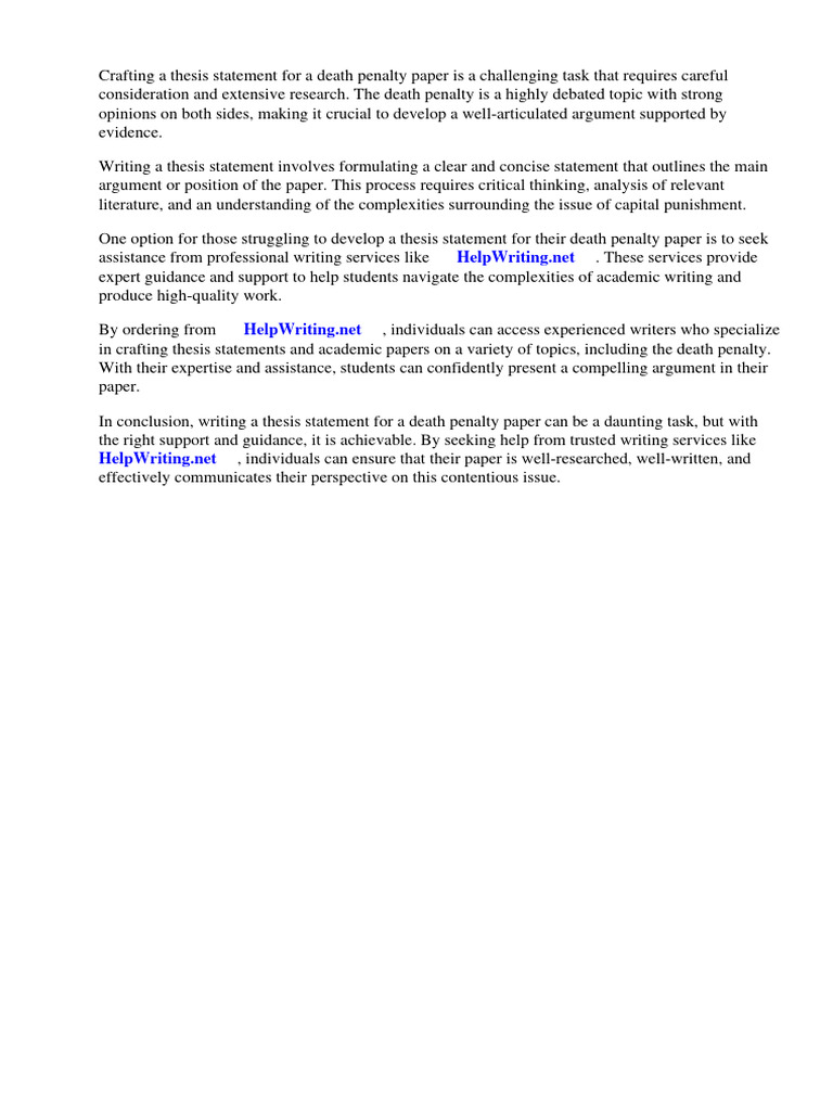 Thesis Statement for Death Penalty Paper | PDF | Capital Punishment ...