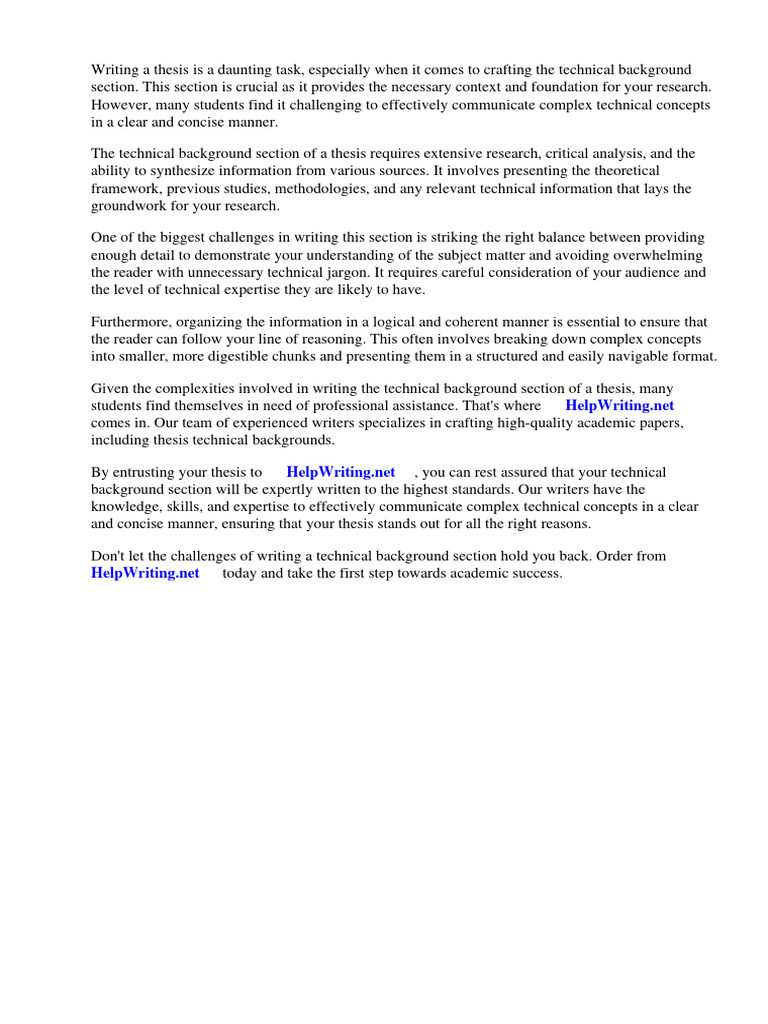 How To Write A Technical Background For Thesis | PDF | Thesis | Science