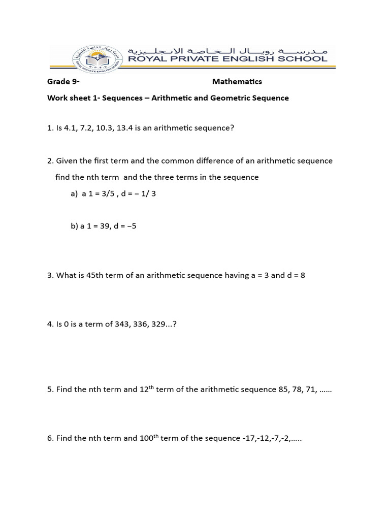 WORKSHEET 1 SEQUENCE | PDF