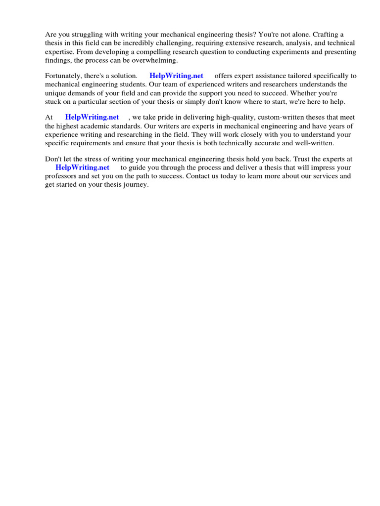 Mechanical Engineering Thesis Examples | Download Free PDF | Thesis ...